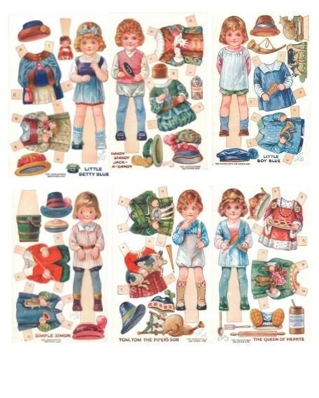 Vintage Printable Paper Dolls Nursery Rhyme Characters for Instant ...