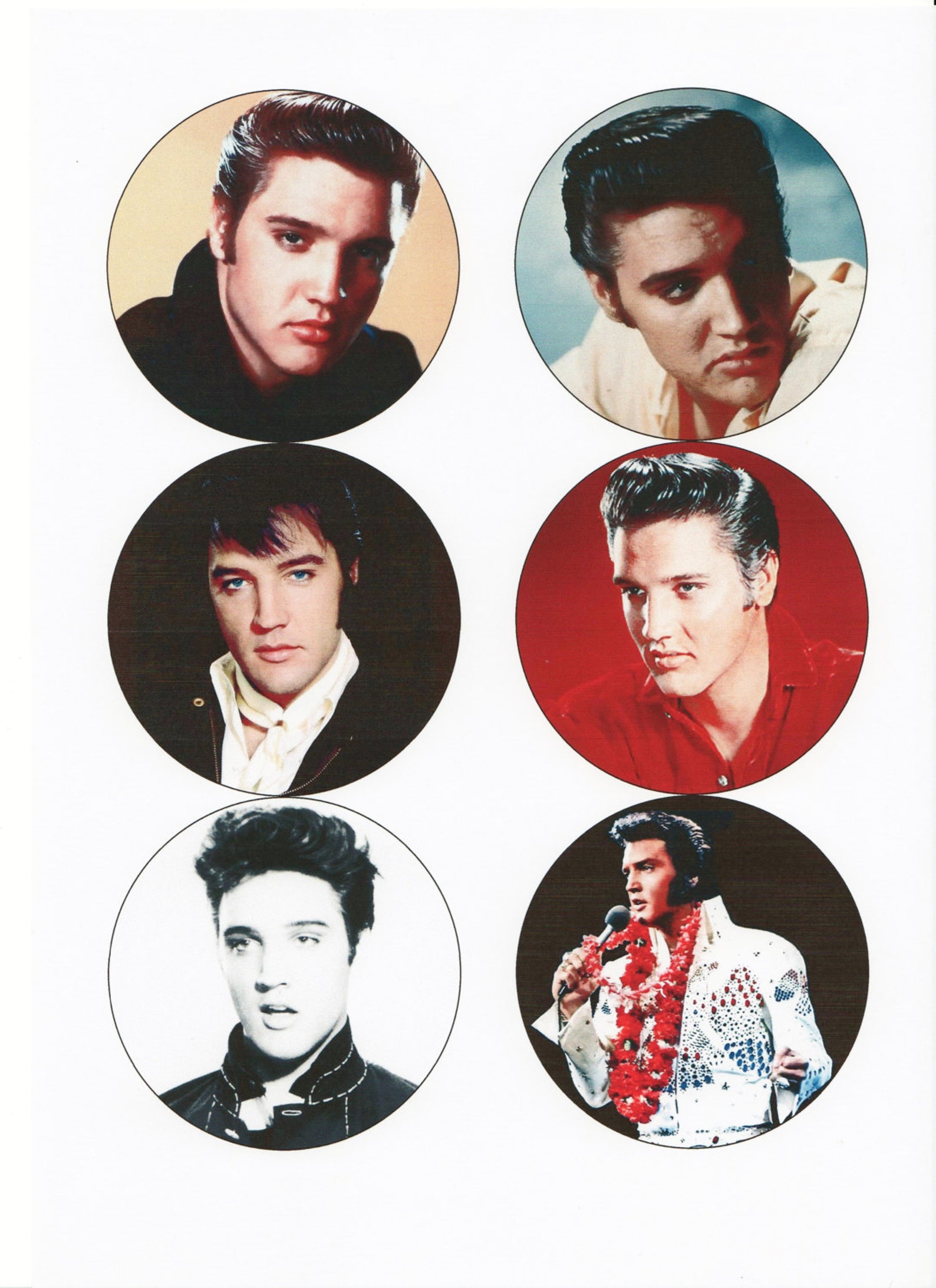 Elvis Circles - 6 X Large Circles 8cm Diameter and 54 X 1"circles ...