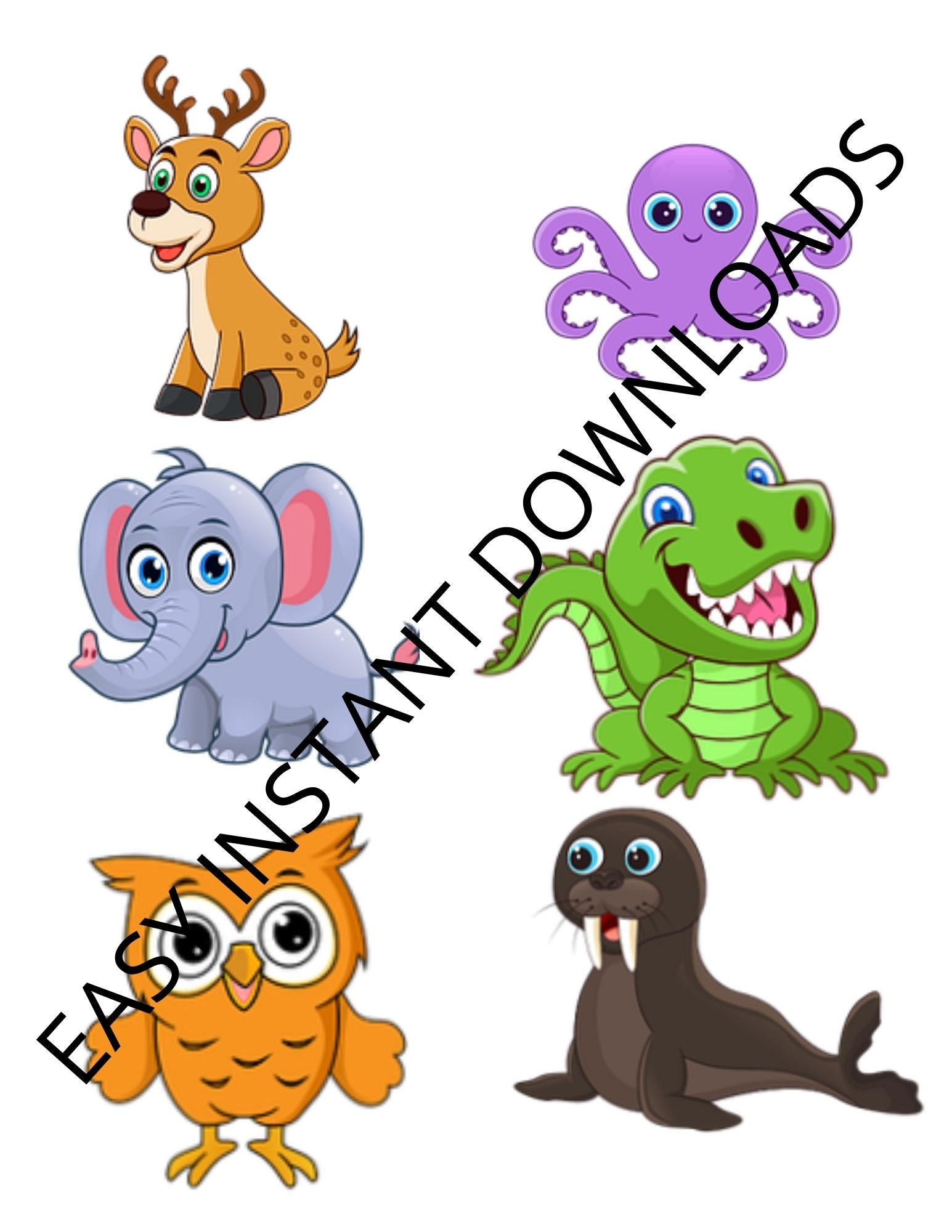 Coloring-in Printable Jigsaw Puzzles for Children. 6 Different Animal ...