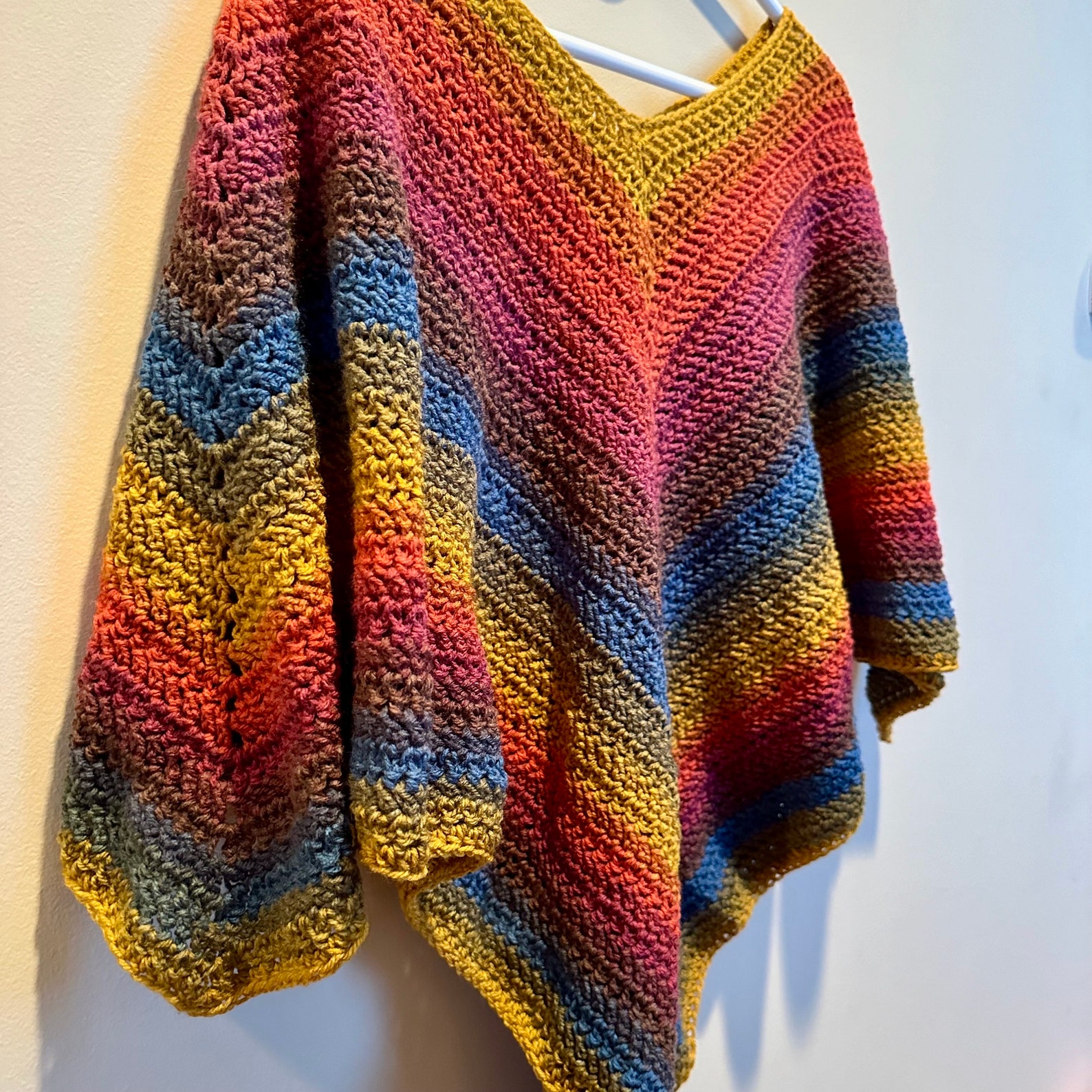 Crochet Rainbow Four-point Poncho Handmade Winter Accessories - Etsy