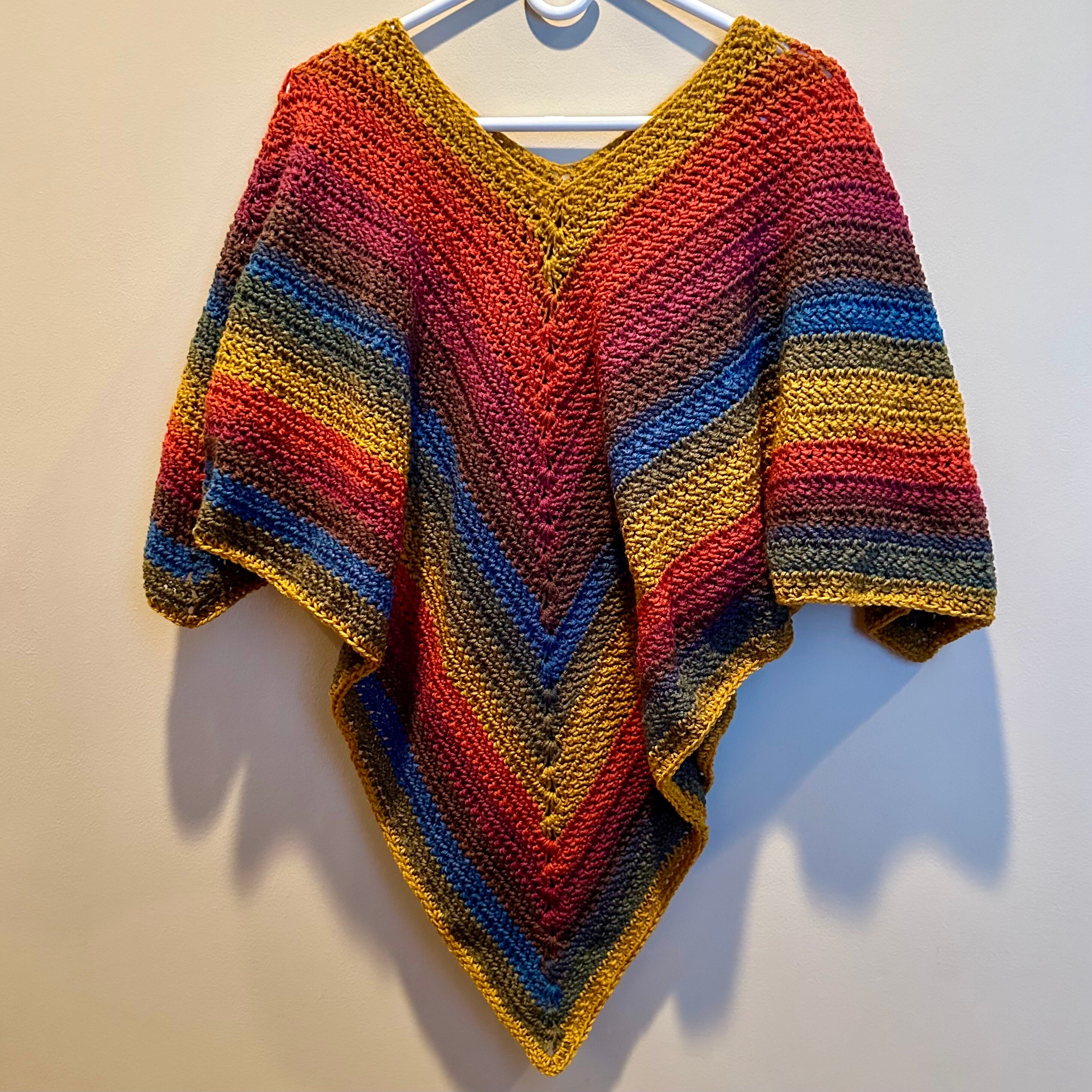 Crochet Rainbow Four-point Poncho Handmade Winter Accessories - Etsy