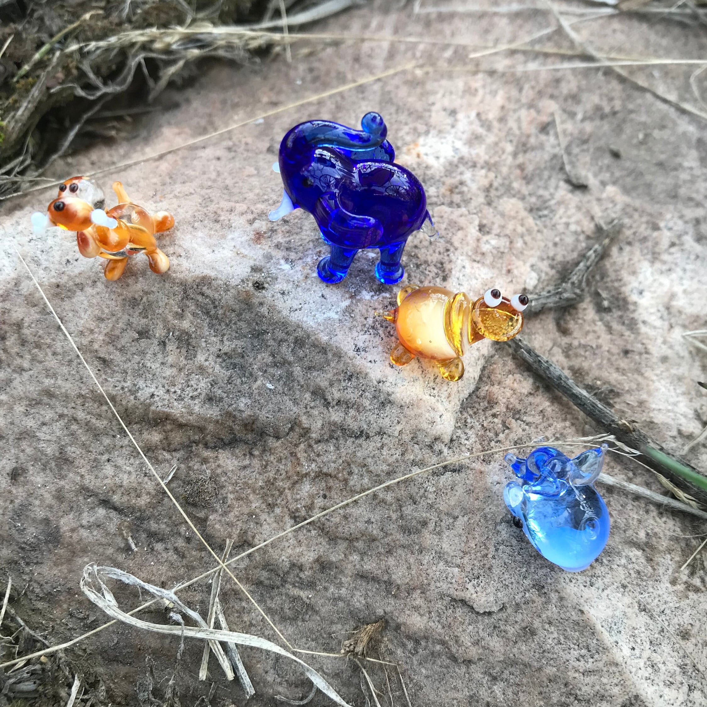 Tiny Miniature Glass Animals Hand Blown Glass Collectible Color Glass ...
