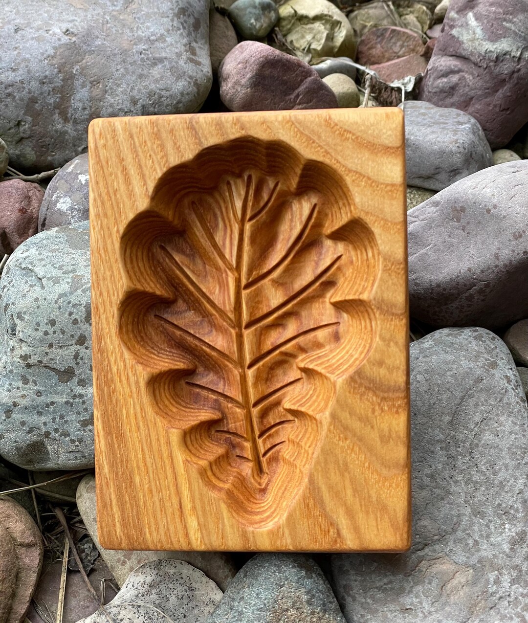 Wooden Oak Leaf Cookie Mold Ash Wood Gingerbread Stamp Natural Cookie ...
