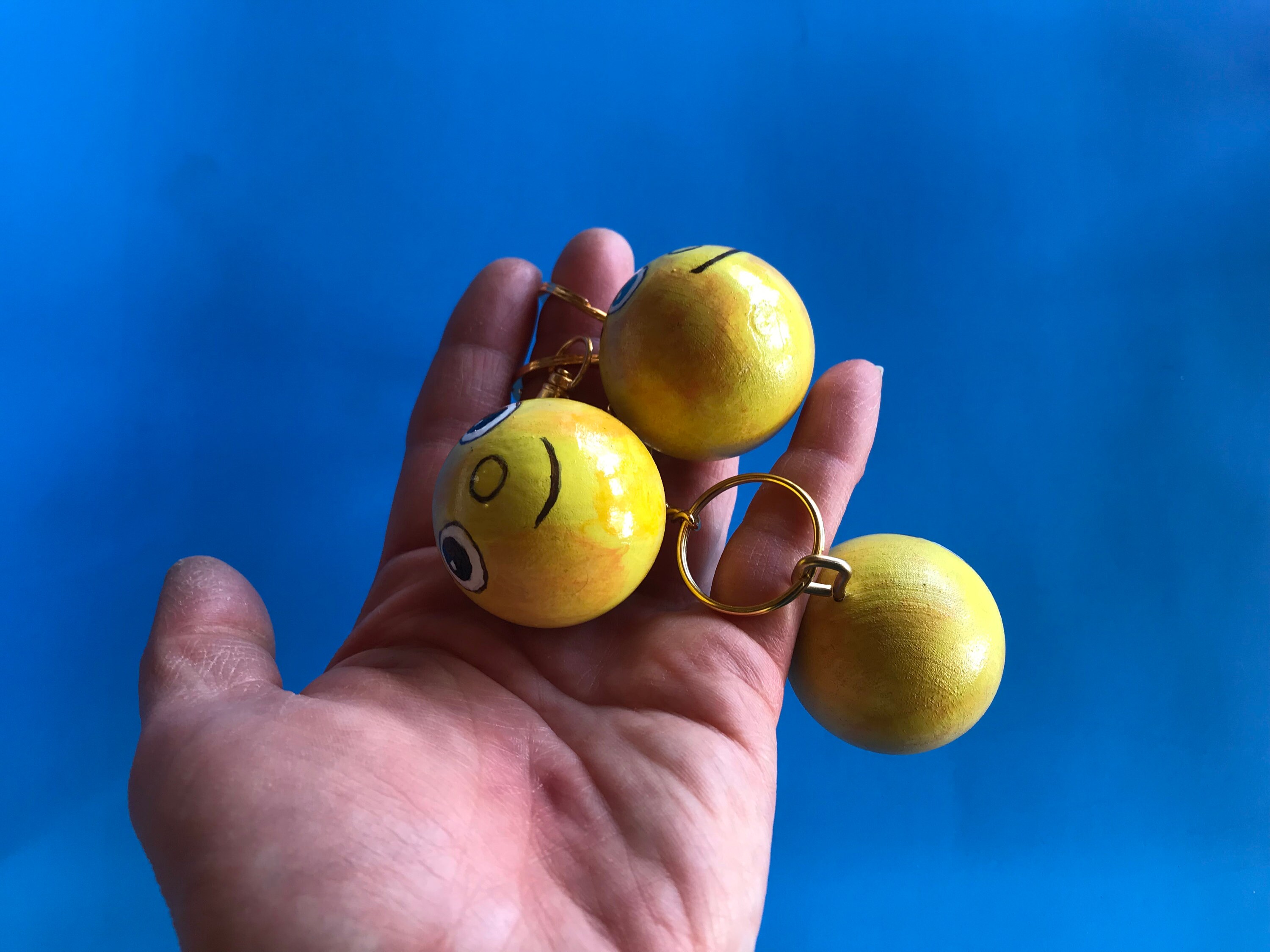 Kolobok Wooden Keychain Smiley Face Emoji Backpack Charm - Etsy