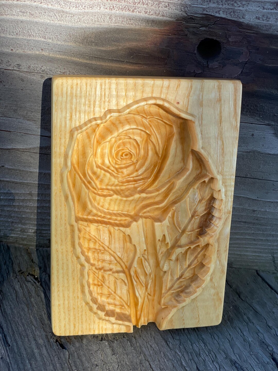 Wooden Rose Cookie Mold Ash Wood Gingerbread Stamp All Natural Flower ...