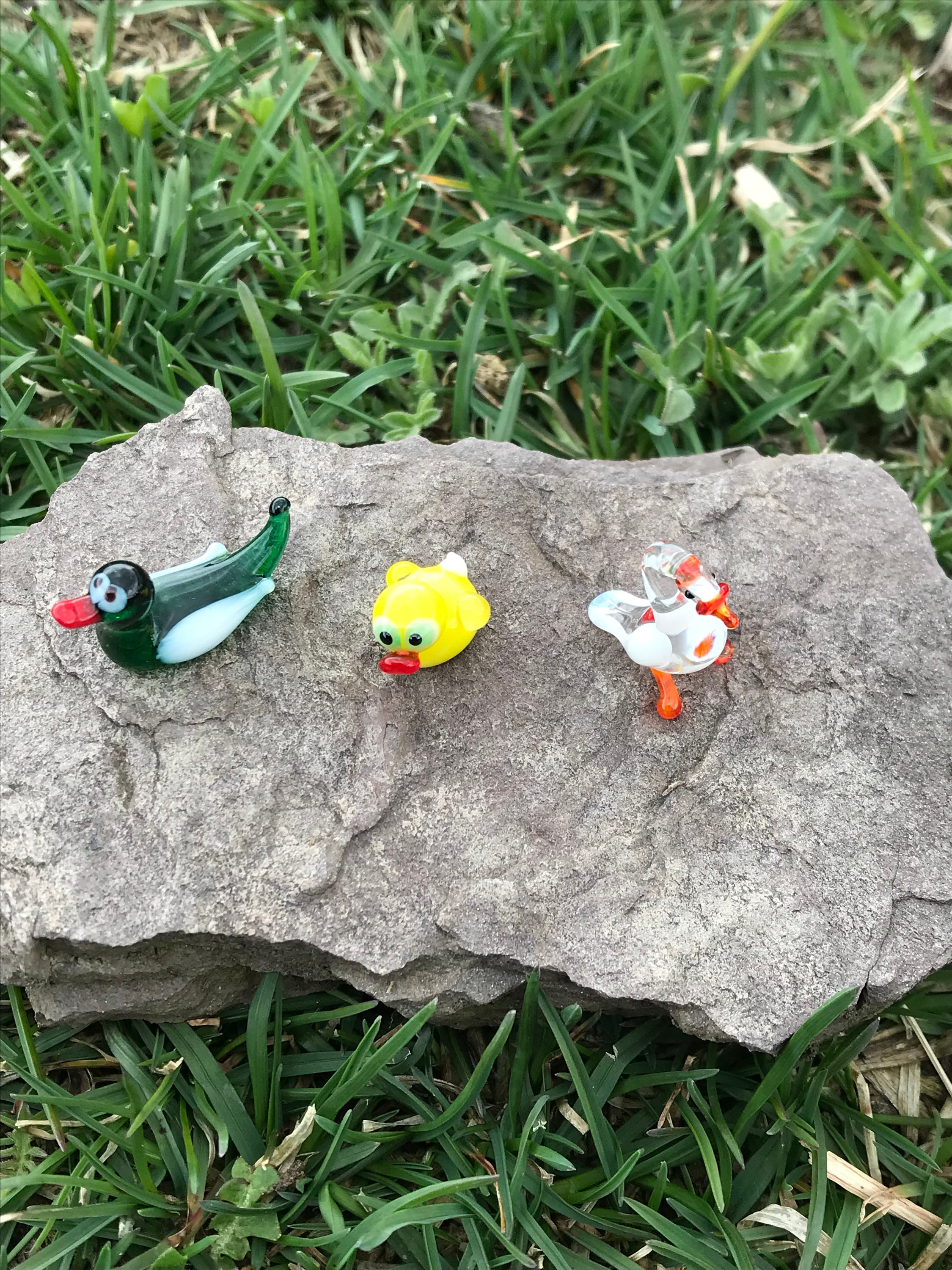 Tiny Glass Water Fowl Hand Blown Glass Bird Figurine Collectible Duck ...