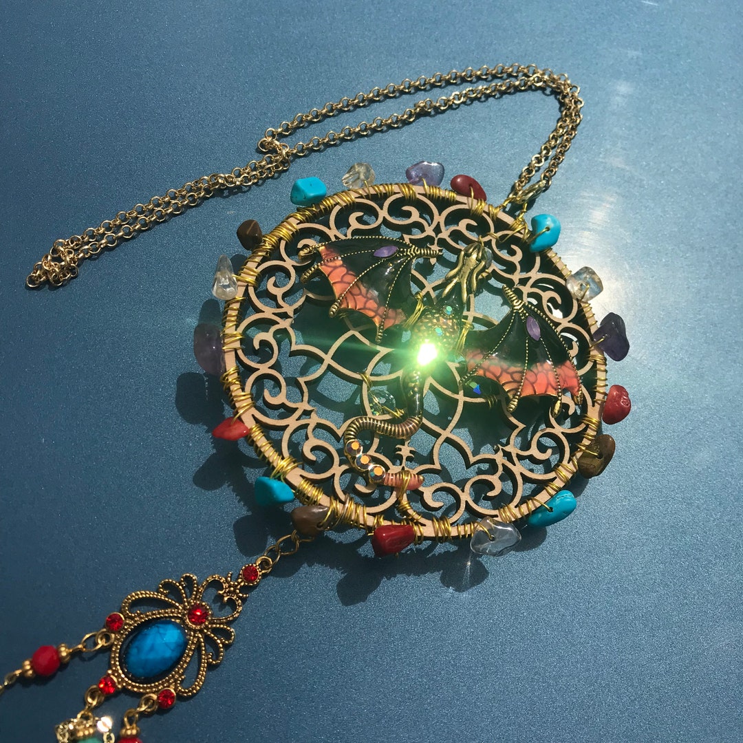 Avatar Dragon Inspired Dream Catcher / Car Charm With Natural Gemstones ...