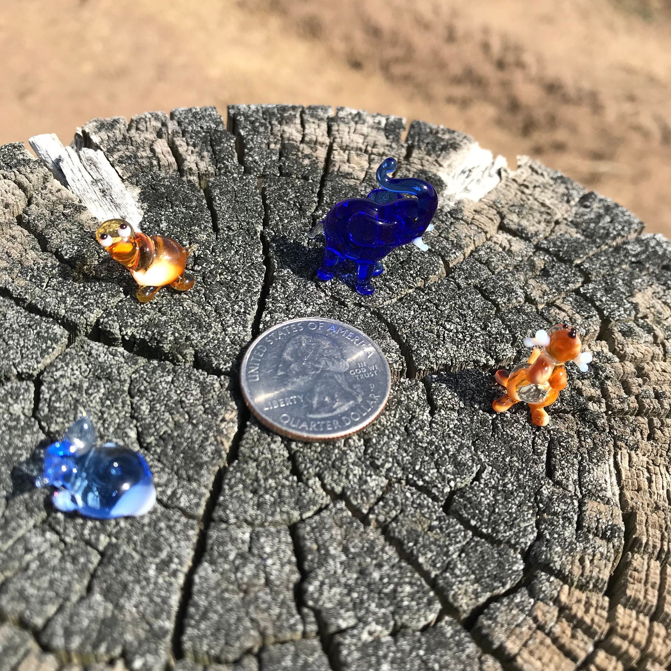 Tiny Miniature Glass Animals Hand Blown Glass Collectible Color Glass ...