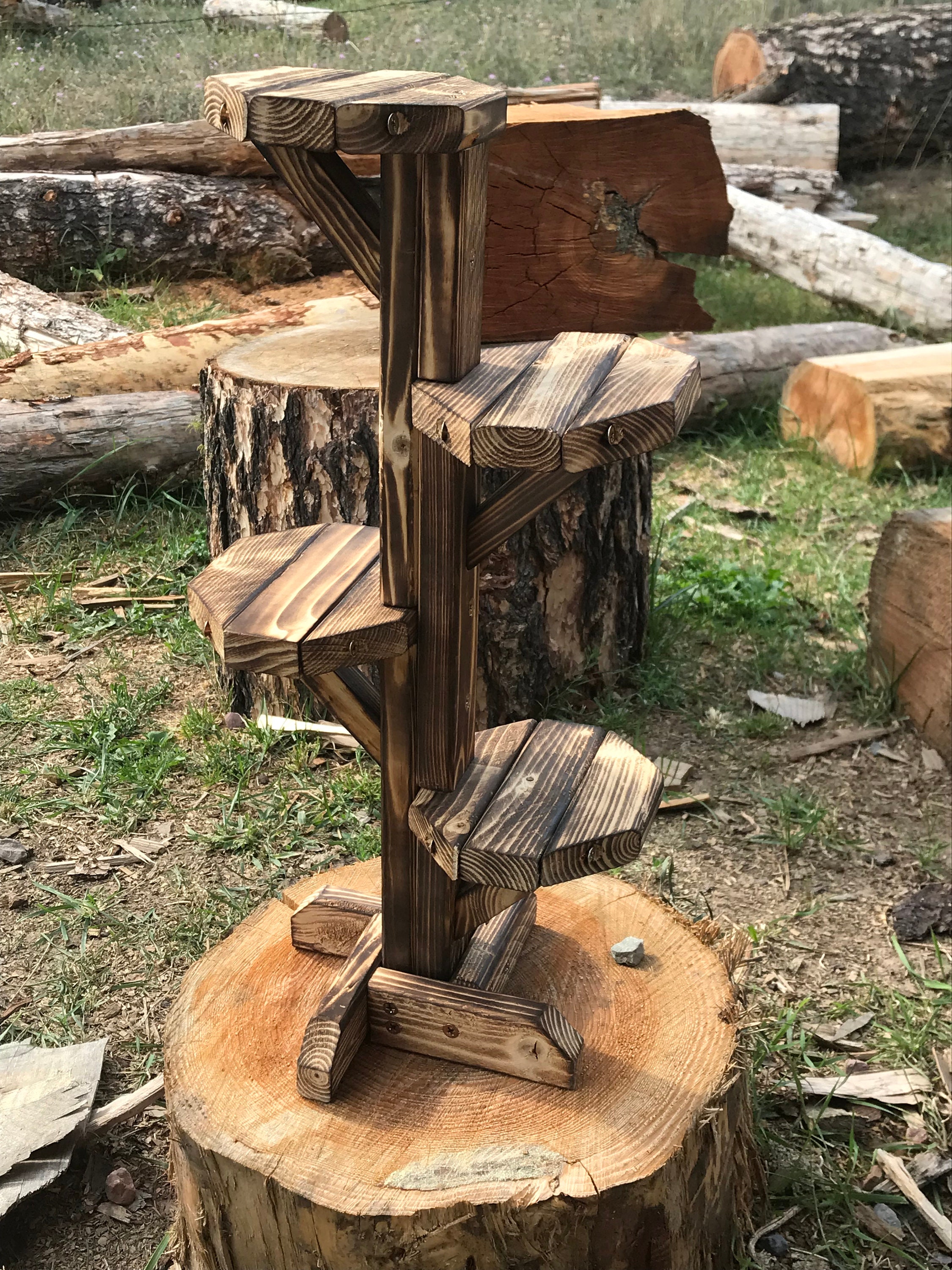 4 Tier Rustic Wooden Plant Stand Multi-level Window Plants - Etsy