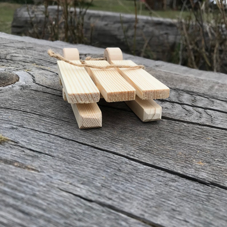 Handmade Wooden Toy Sled Old Style Sled Christmas Ornament Kids DIY ...