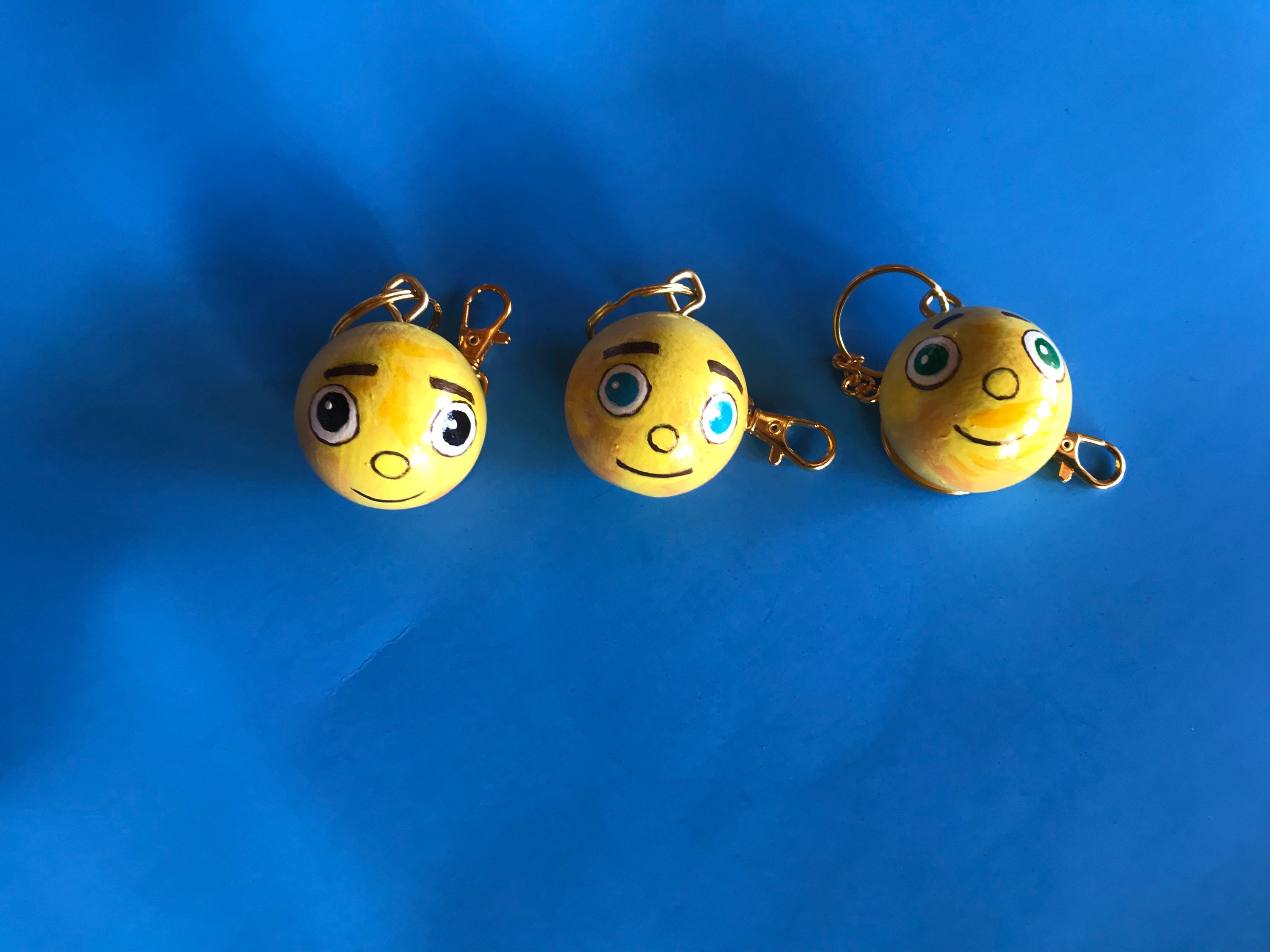 Kolobok Wooden Keychain Smiley Face Emoji Backpack Charm - Etsy