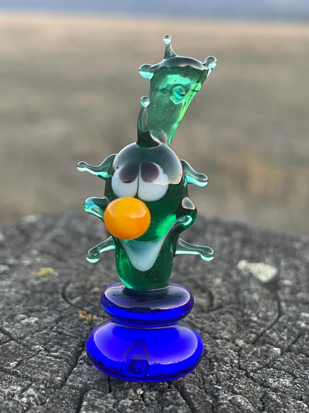 Miniature Glass Cactus Hand Blown Glass Collectible Color Glass Plant ...