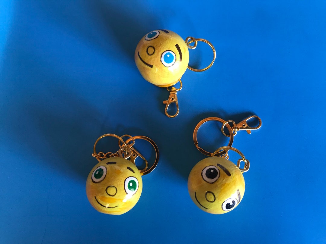 Kolobok Wooden Keychain Smiley Face Emoji Backpack Charm - Etsy