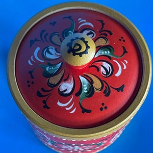 Hand Painted Aspen Box Red/green/white/orange Jar Solid Wood Canister W ...