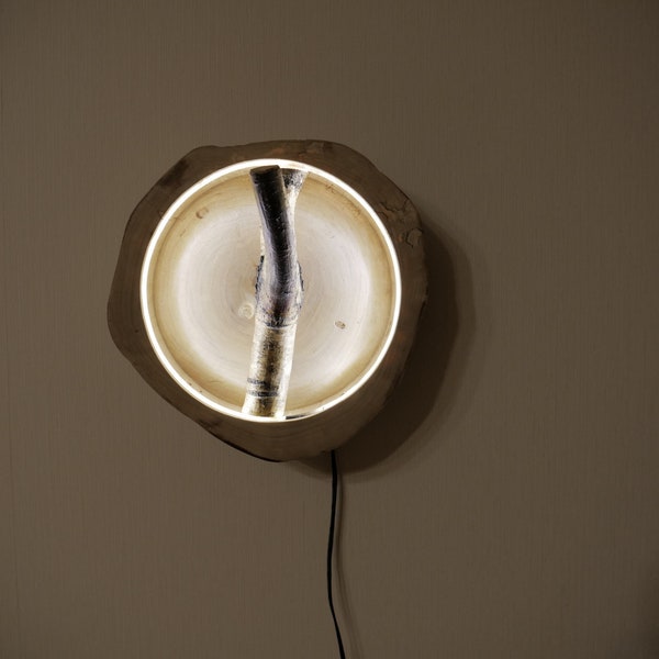 Round Wood Wall Sconce - Etsy