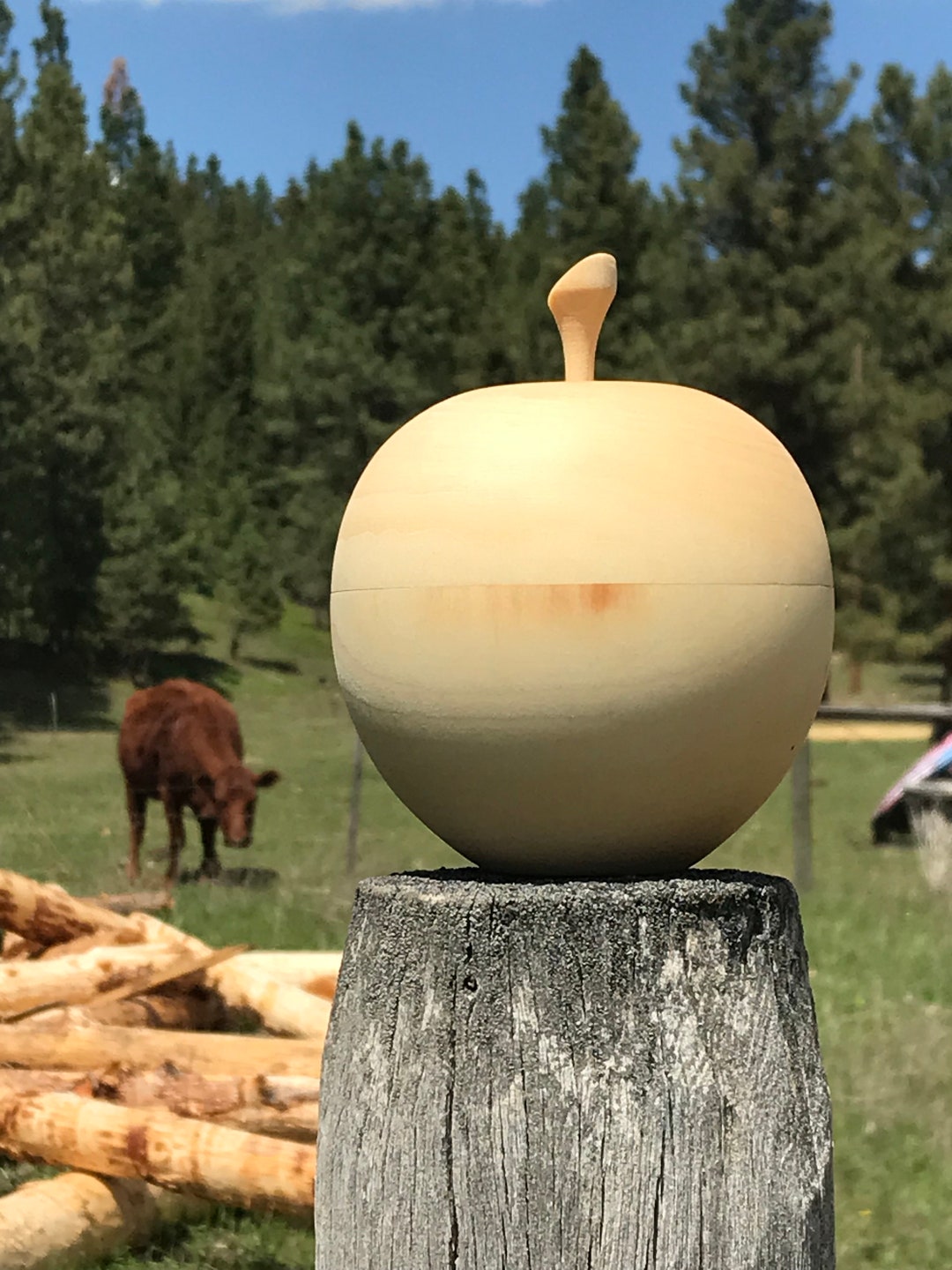 New Medium Linden Apple Jewelry Box Natural Wooden Candy Box Storage ...