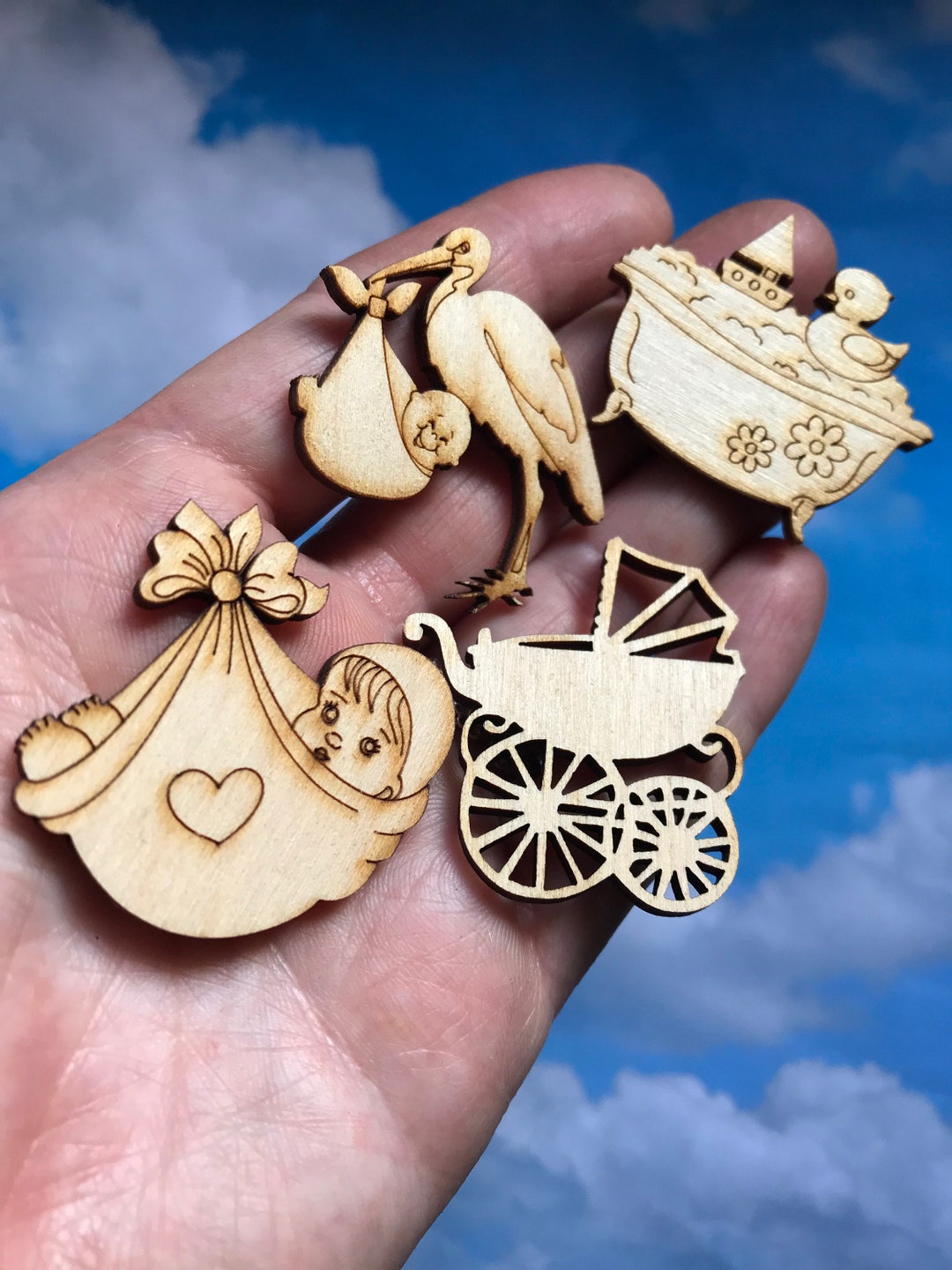 DIY Paintable Little Baby Figurines Set Wooden Miniatures Cutouts 9 ...