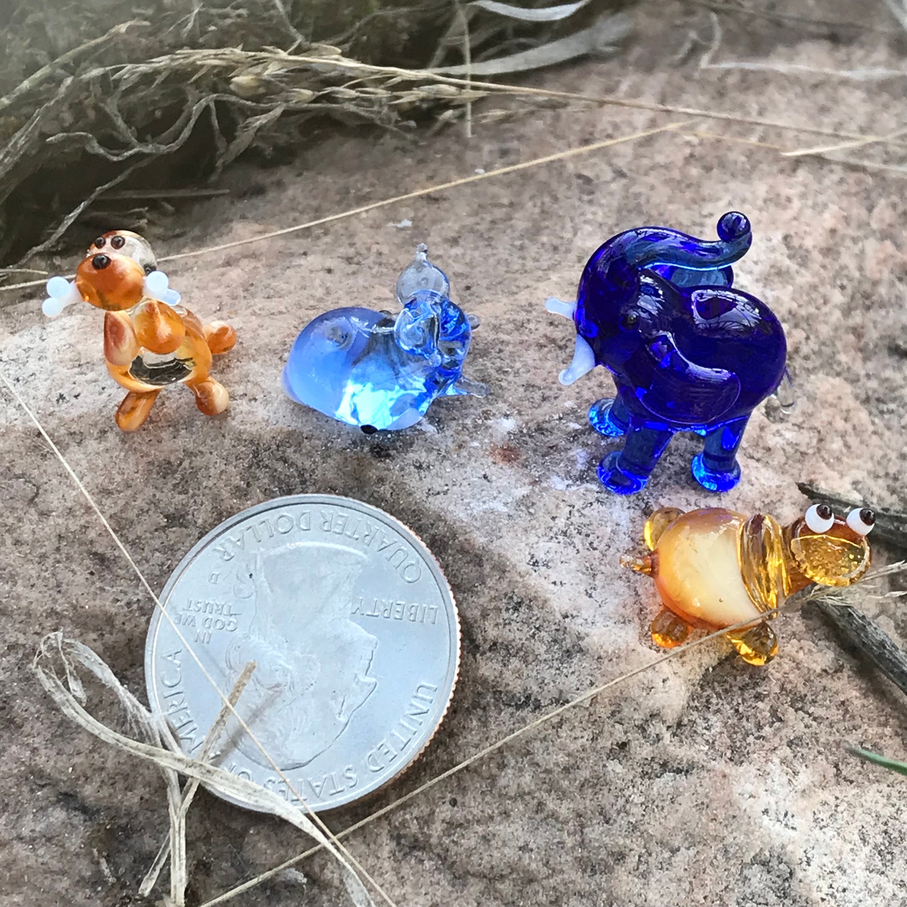 Tiny Miniature Glass Animals Hand Blown Glass Collectible Color Glass ...