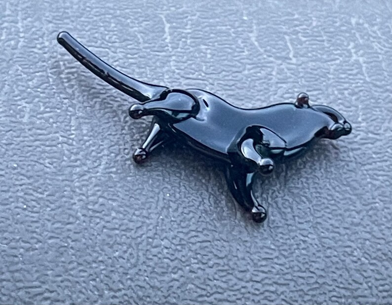 Tiny Glass Black Panther Hand Blown Jaguar Figurine Collectible Black ...