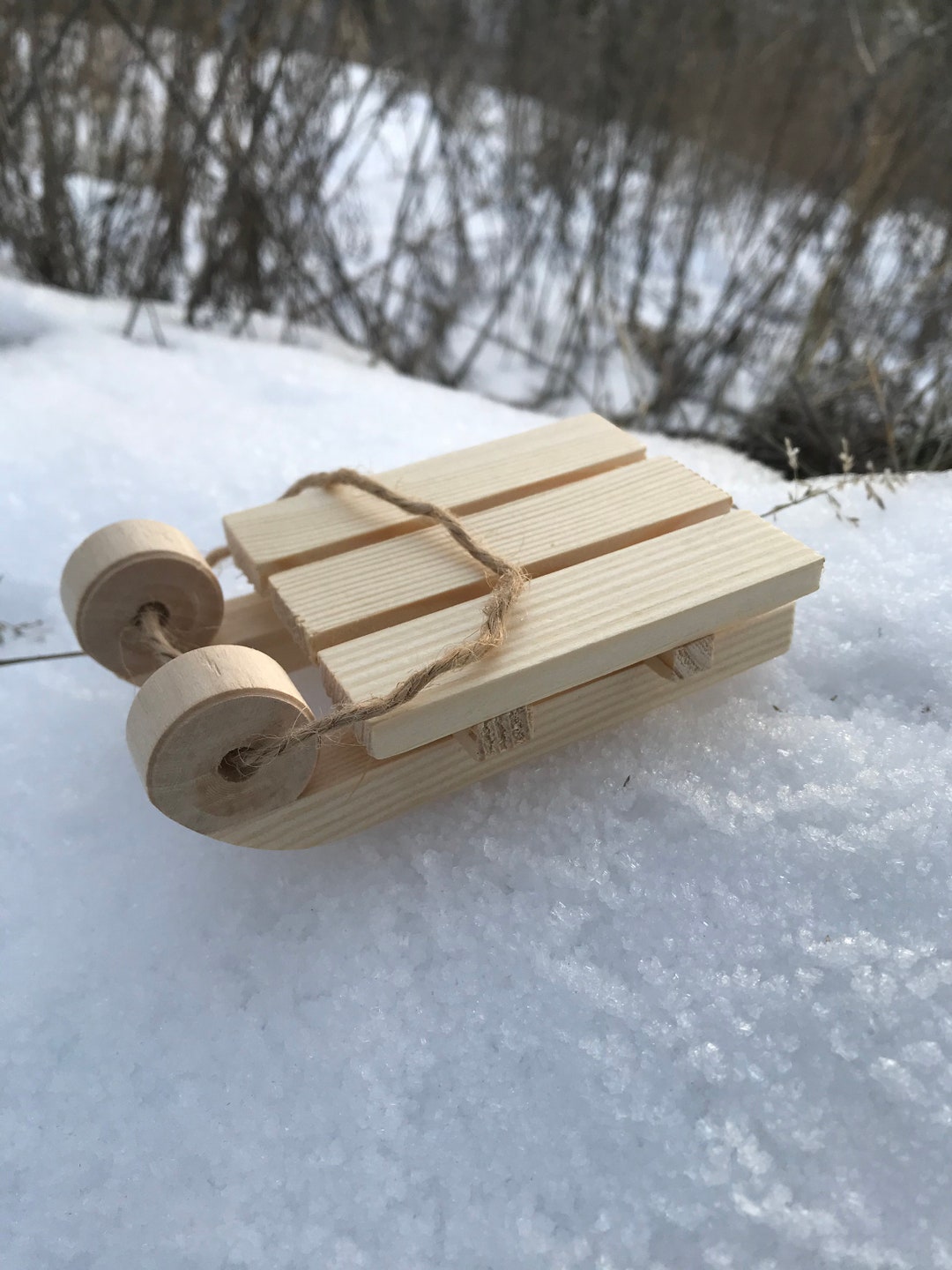 Handmade Wooden Toy Sled Old Style Sled Christmas Ornament Kids DIY ...