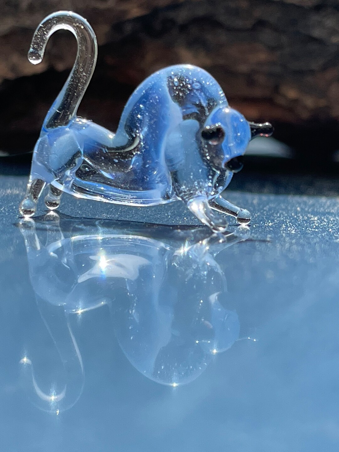 Tiny Glass Cow Hand Blown Glass Figurine Collectible Red / Blue Cattle ...