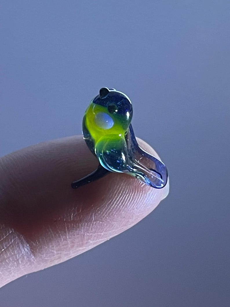 Tiny Glass Forest Bird Hand Blown Figurine Collectible Chickadee Mini ...