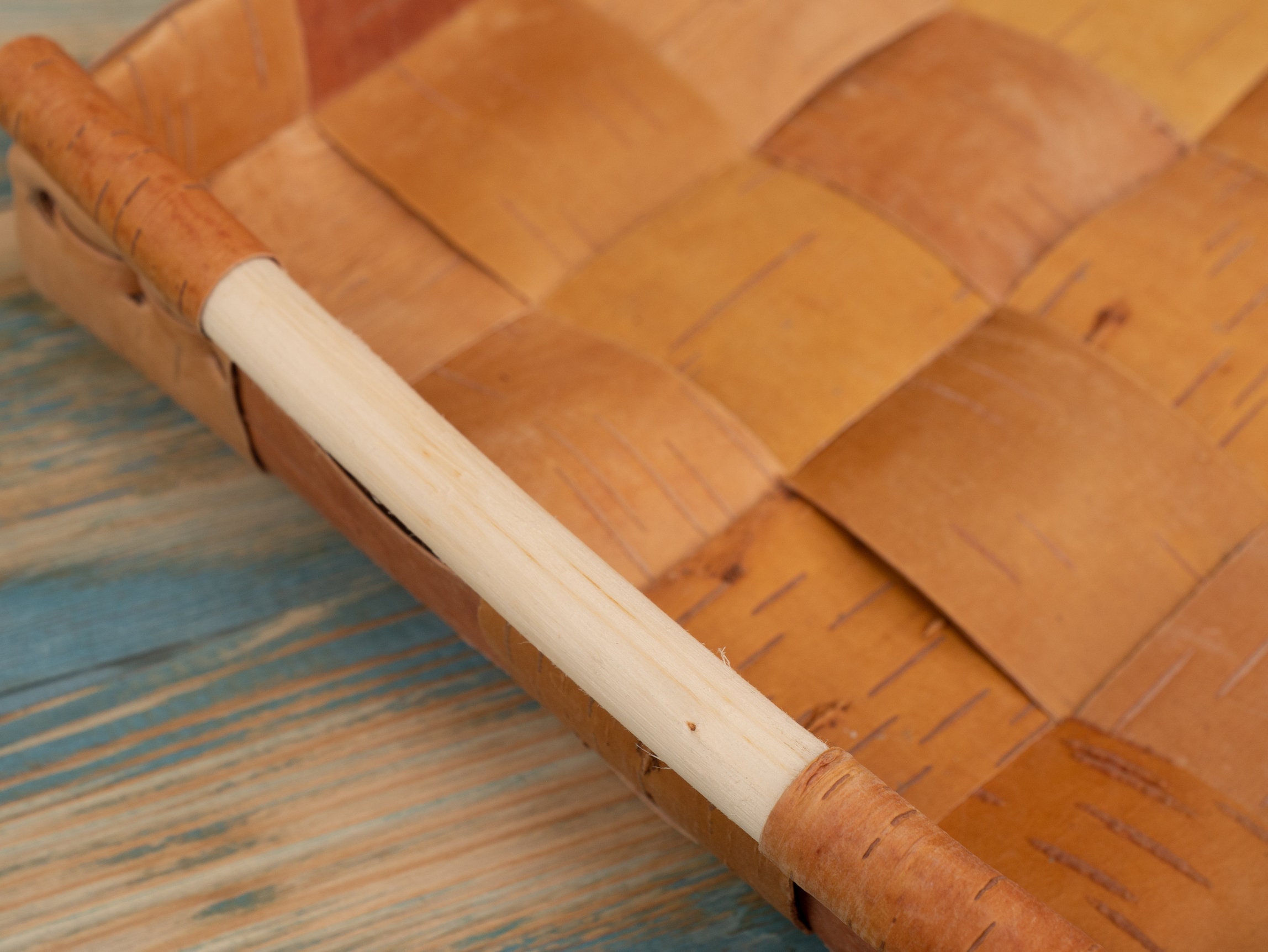 New Basket Tray Wicker Birch Bark Tray With Handles Rectangular Bowl ...