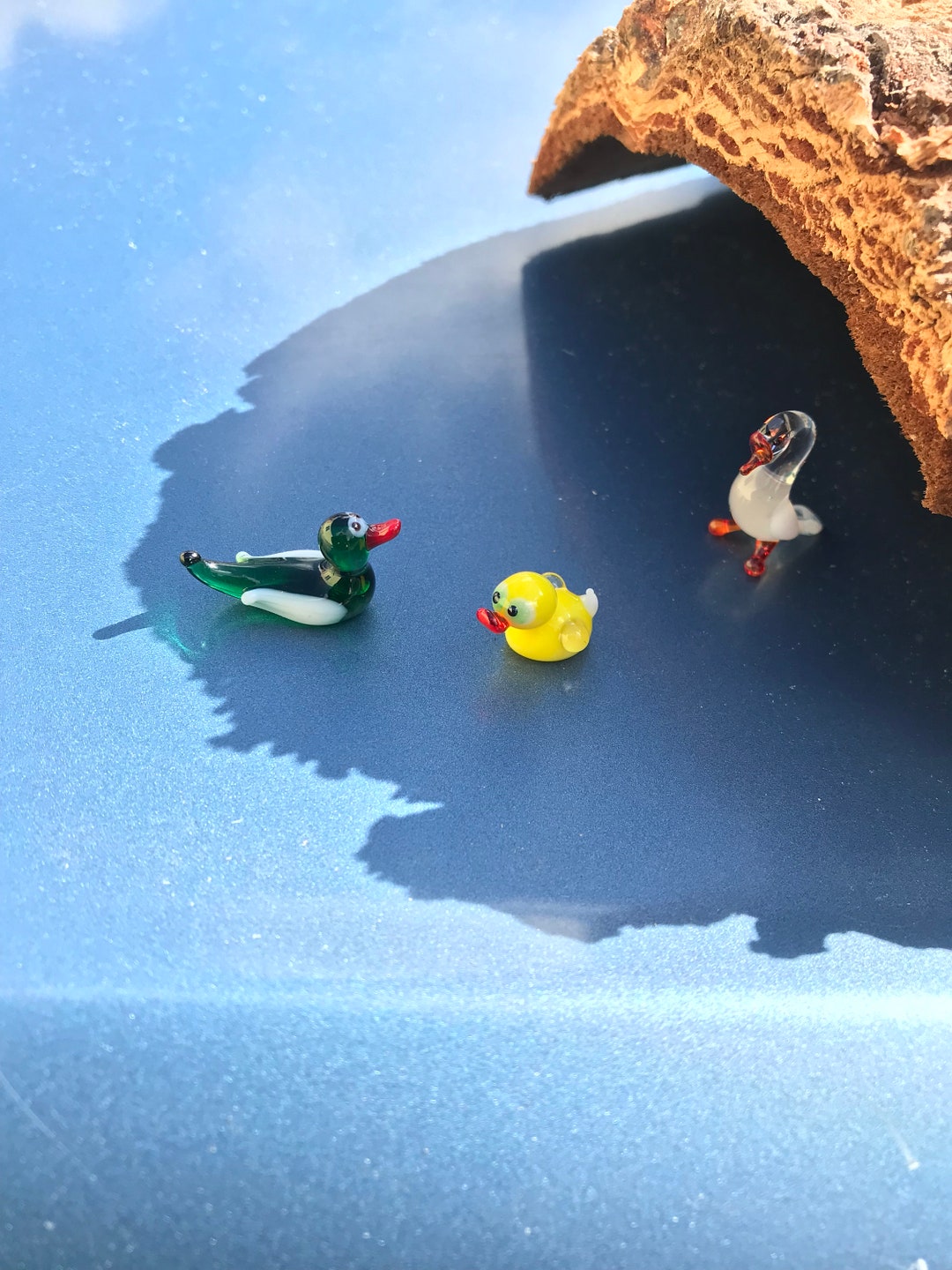 Tiny Glass Water Fowl Hand Blown Glass Bird Figurine Collectible Duck ...