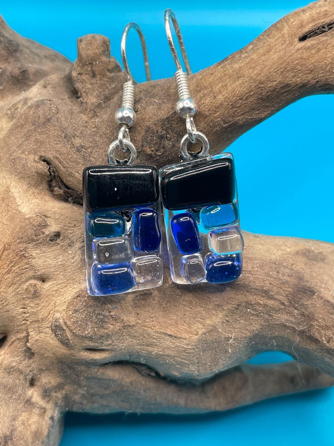 Avatar Inspired Jewelry Set Blue/black/crystal Glass Earrings & Ring ...