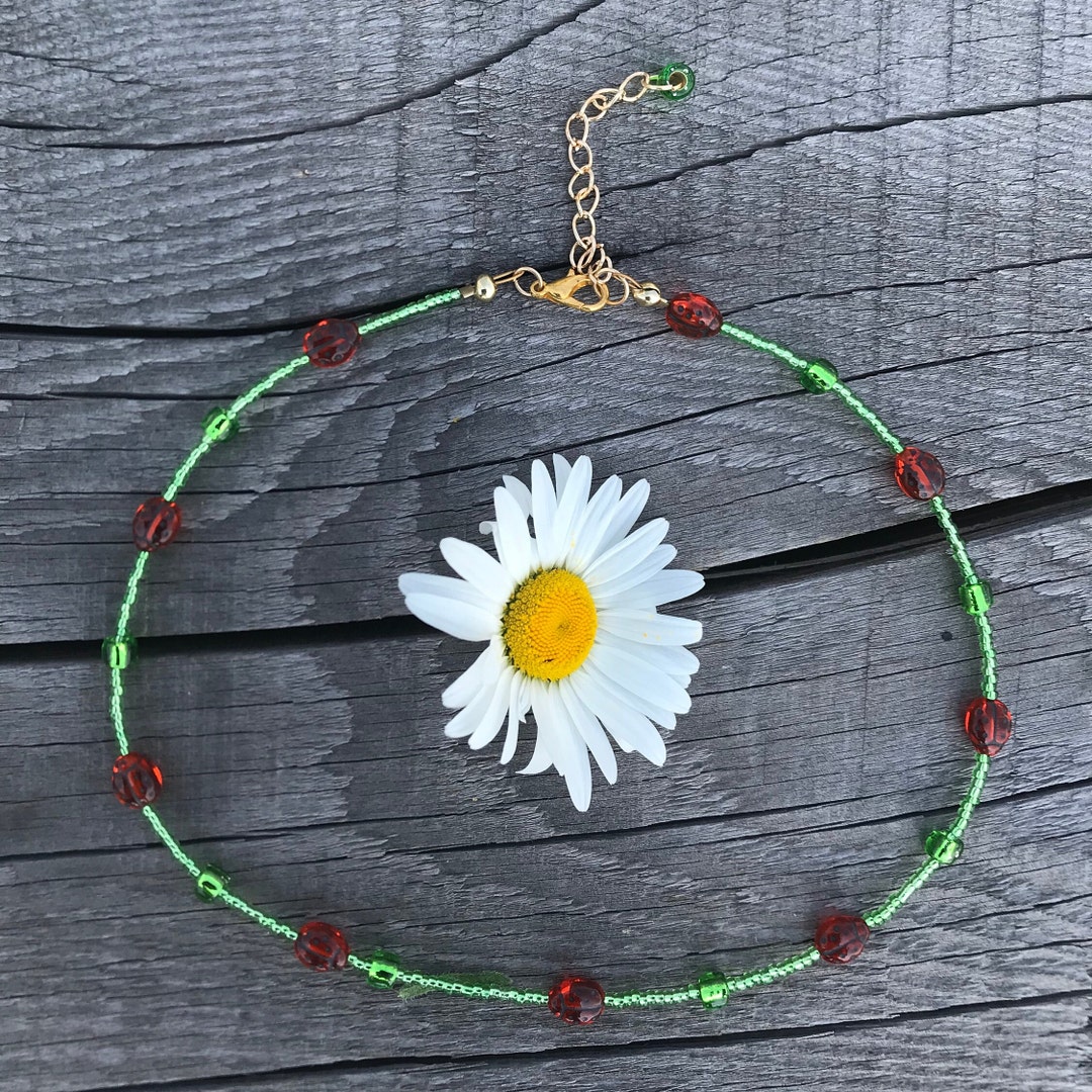 Bug for Good Luck Necklace Positive Vibes Ladybug Jewelry Czech Glass ...
