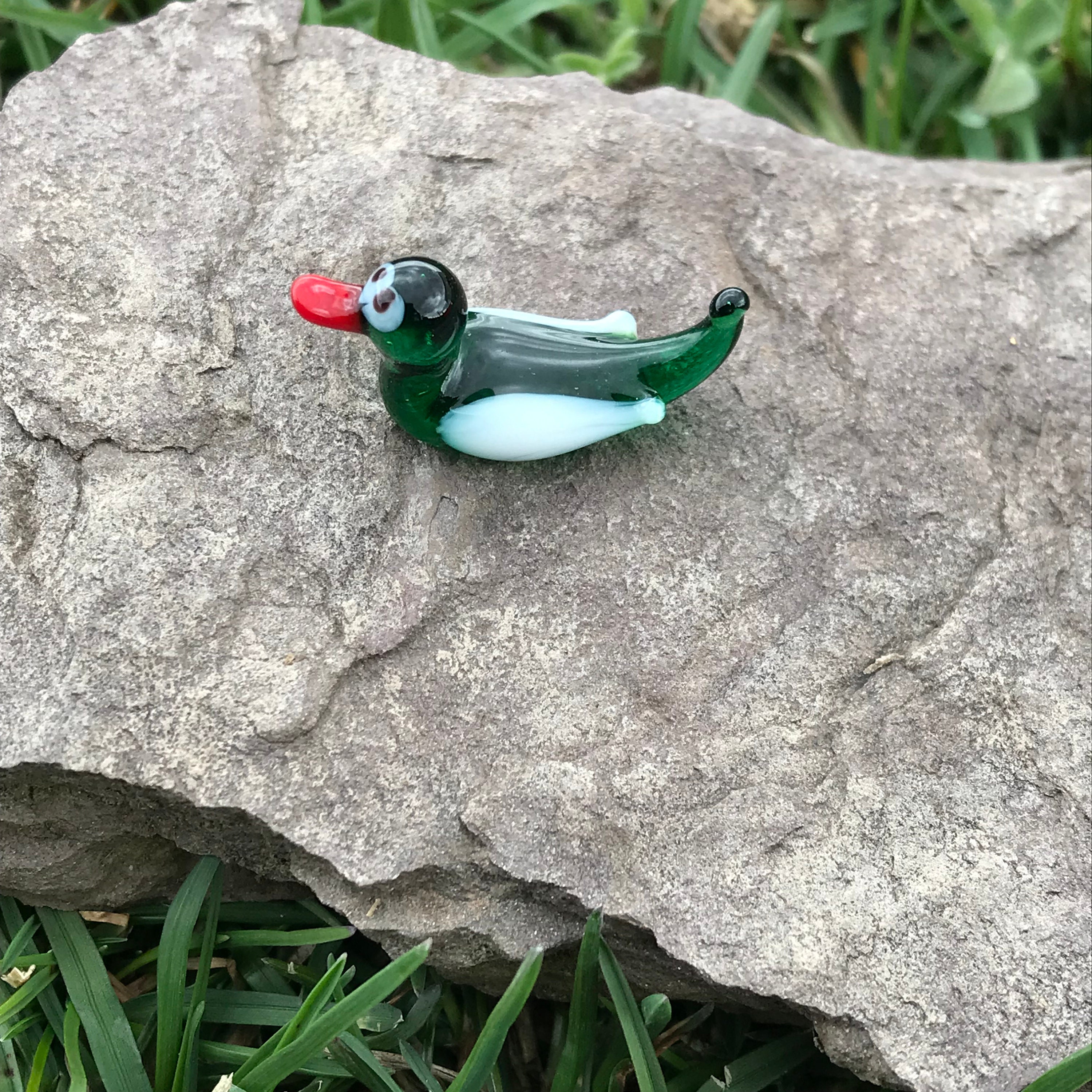 Tiny Glass Water Fowl Hand Blown Glass Bird Figurine Collectible Duck ...