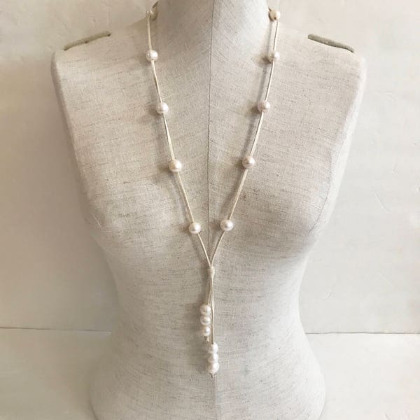 Long Pearl Necklace - Etsy