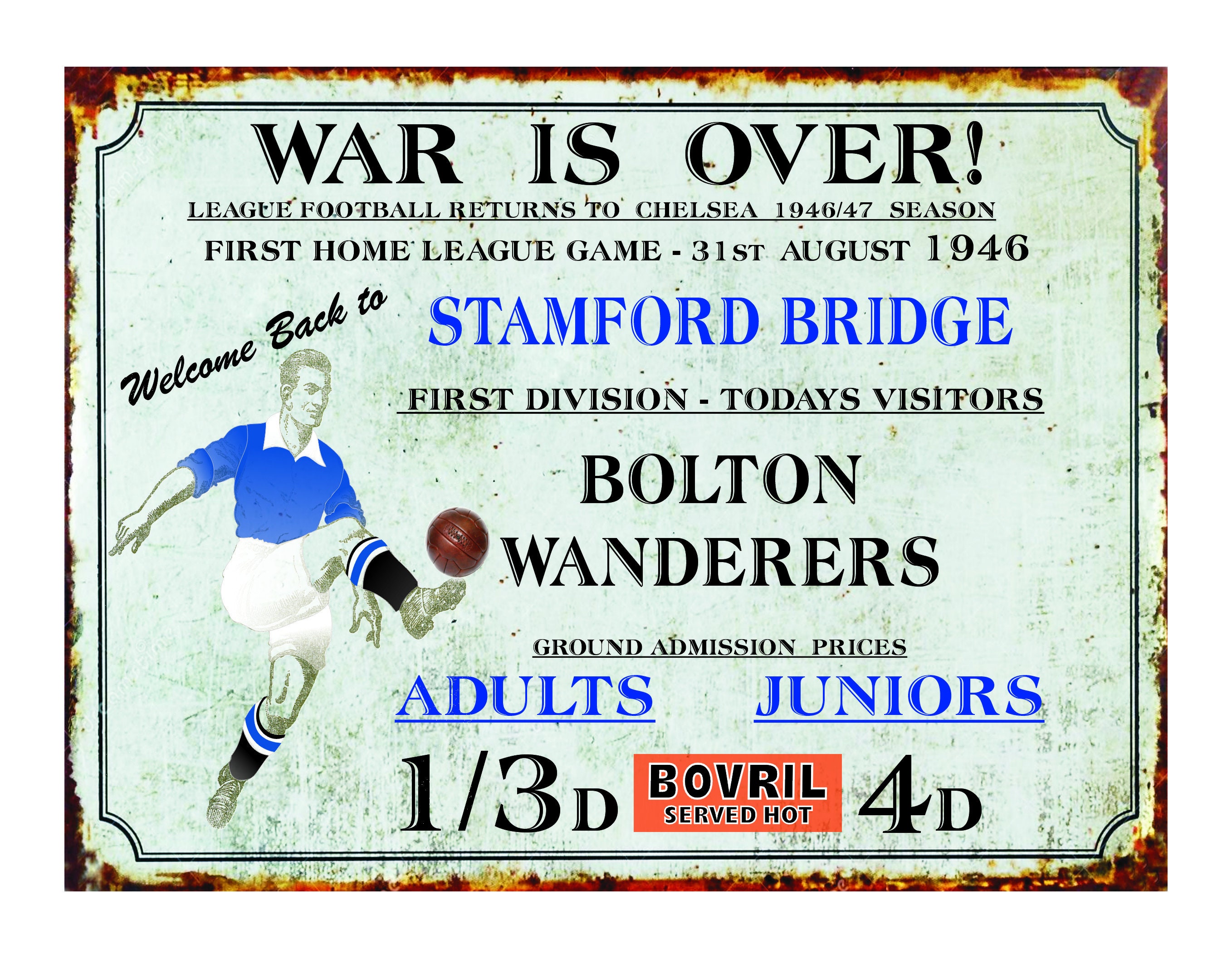 Chelsea Fc Football Plaque Metal Football Sign Chelsea Gifts Art ...