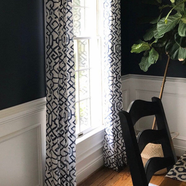 Navy Curtains - Etsy