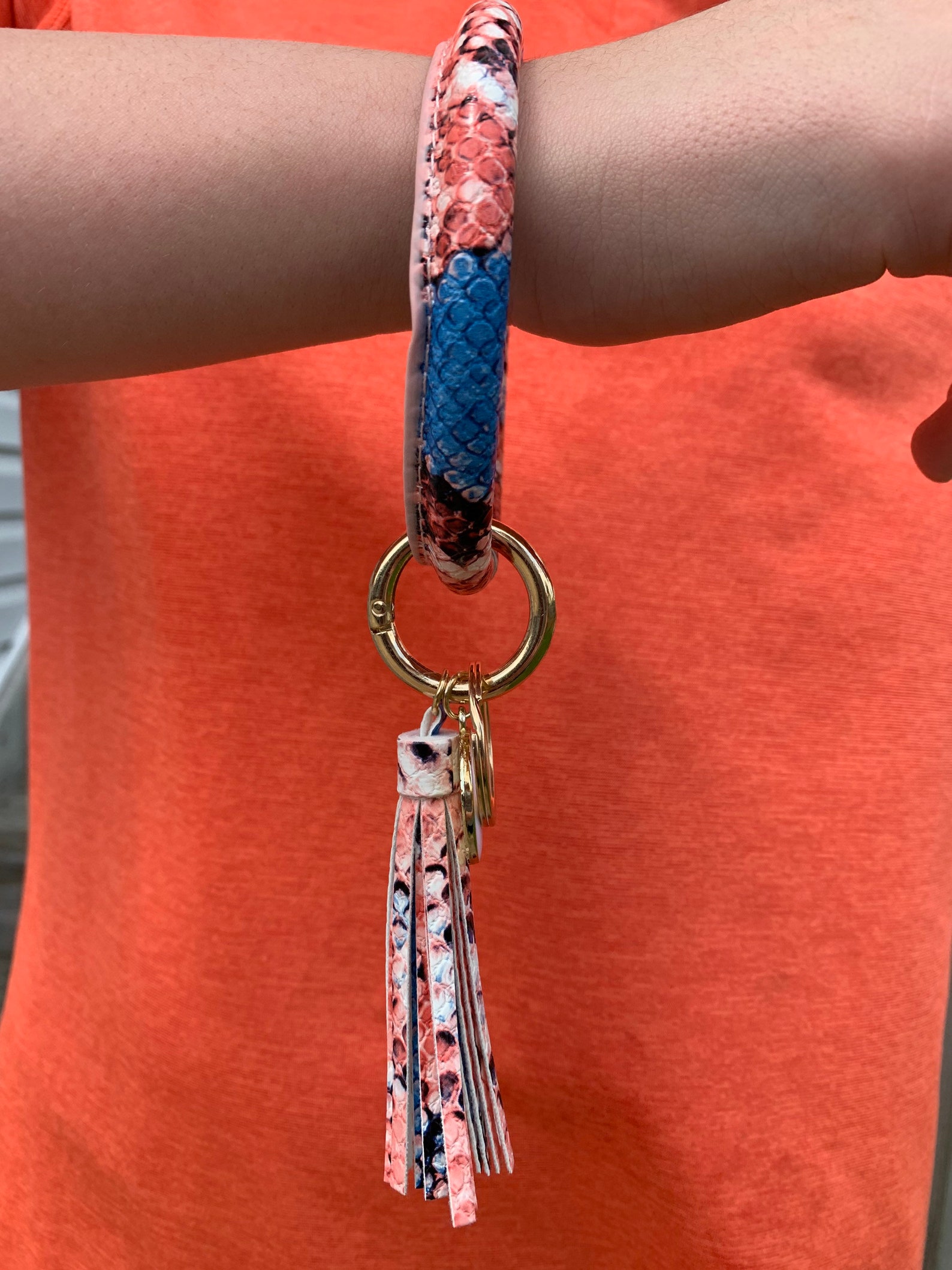 Keychain Bracelet with Charm and Tassel Gorgeous Snakeskin | Etsy