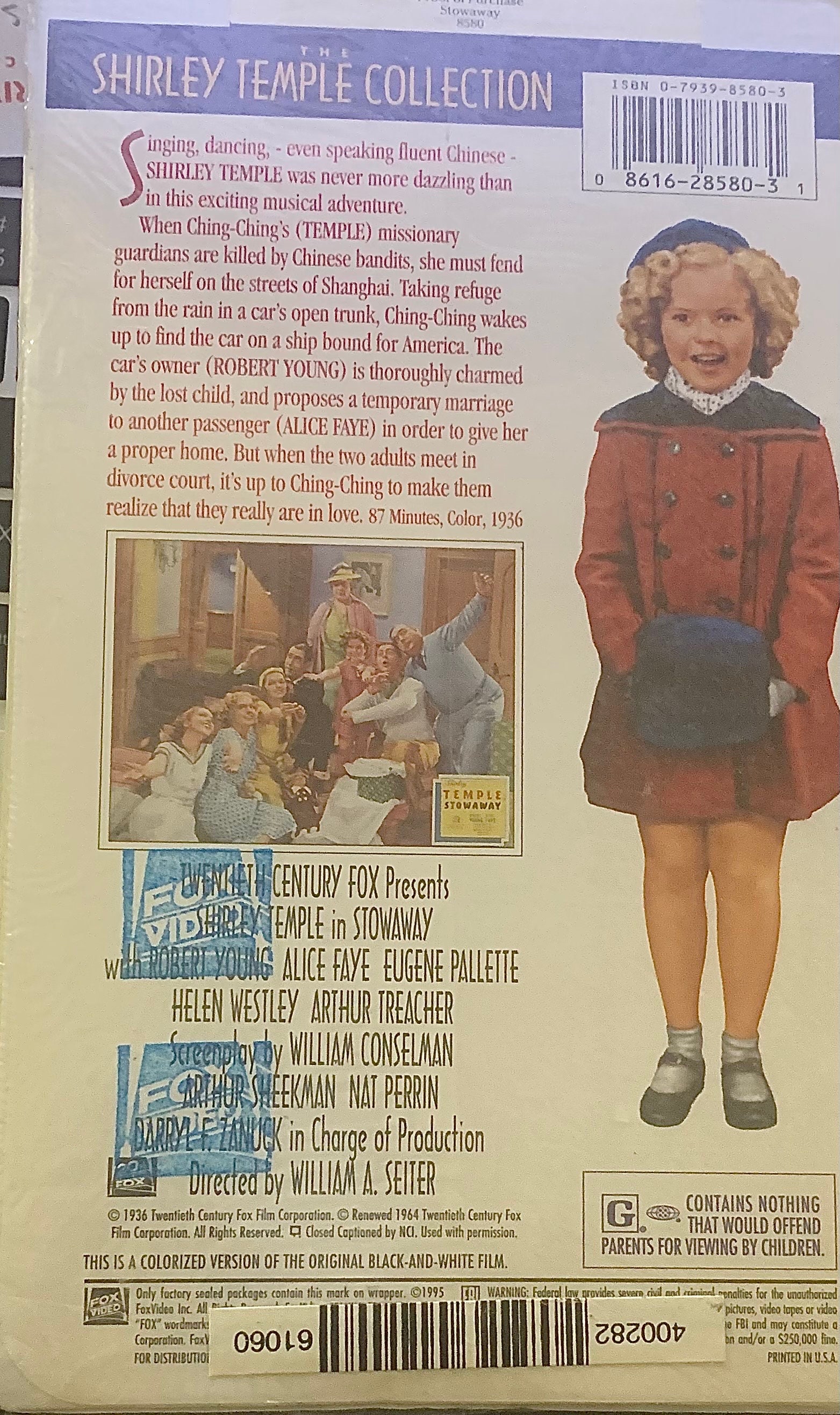 STOWAWAY: Brand New Sealed VHS Tape 1936 1995 Shirley Temple - Etsy