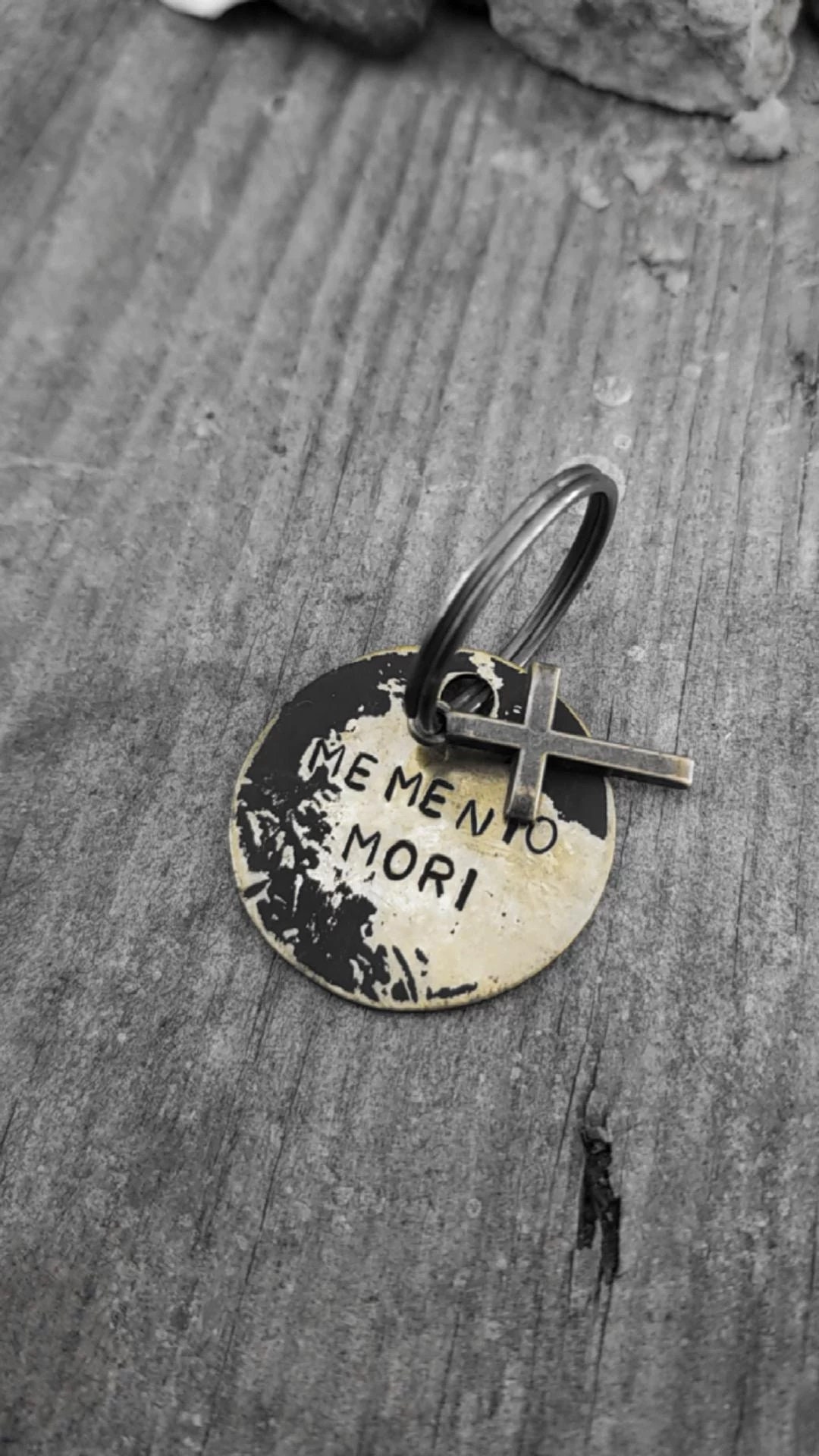 Memento Mori Brass Key Chain With Cross - Etsy