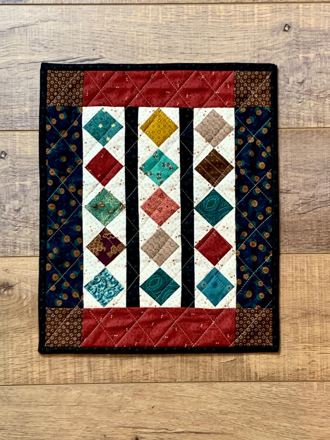 Rustic Scrappy Mini Quilt - Table Topper or Wall Hanging - Etsy