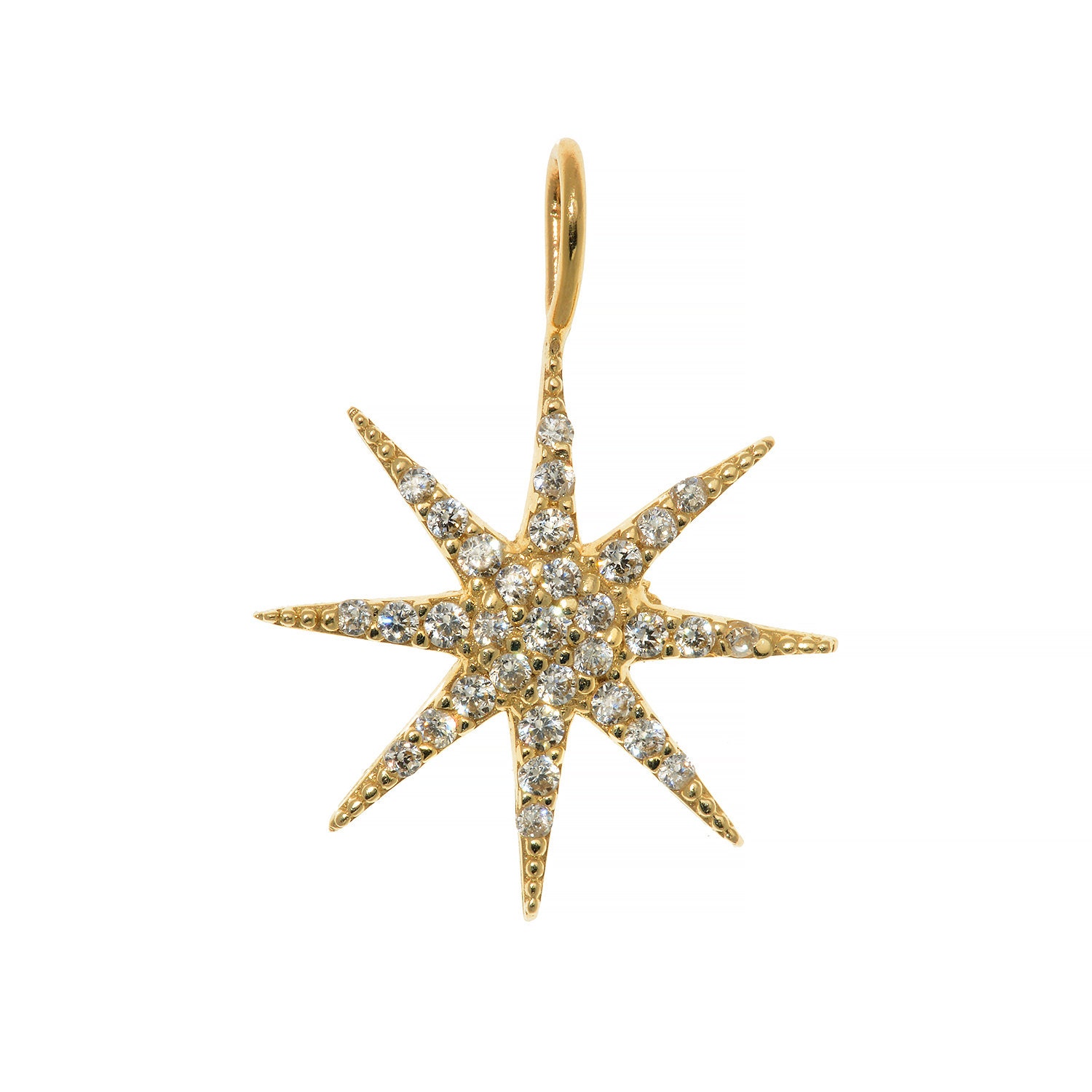 Mini Supernova Star Pendant 14kt Yellow Gold Pave - Etsy