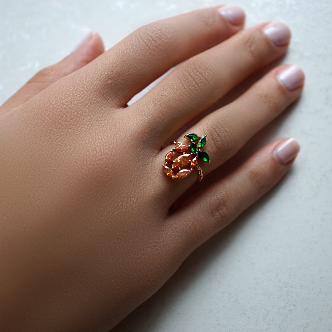 Pineapple Chain Ring, 14kt Yellow Gold - Etsy