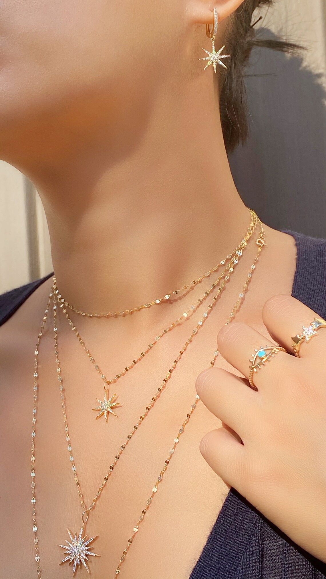 Shimmering Lariat Chain Necklace 14kt Yellow Gold - Etsy