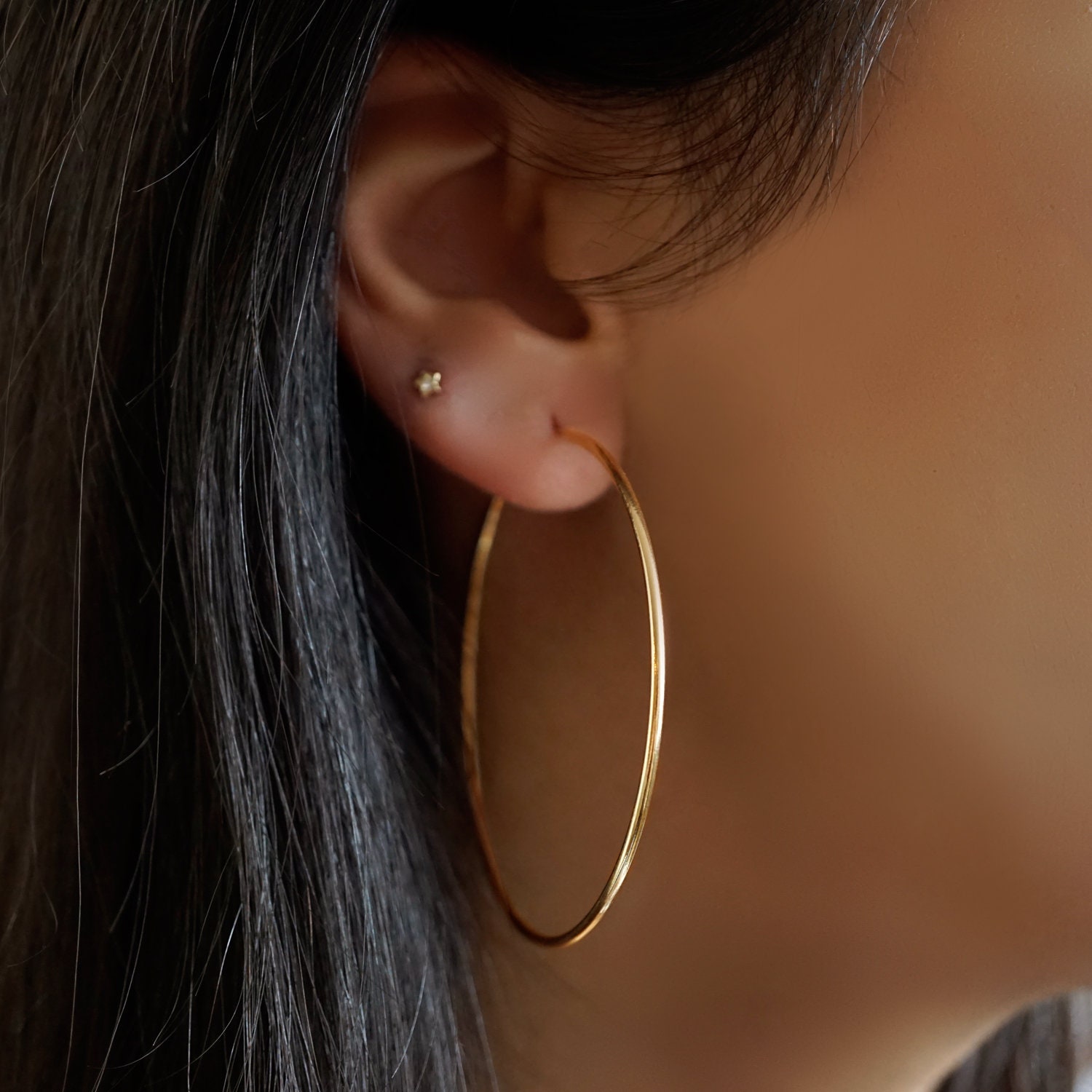 Skinny Thin Delicate Gold Hoop Earrings Small, Medium, Large - Etsy