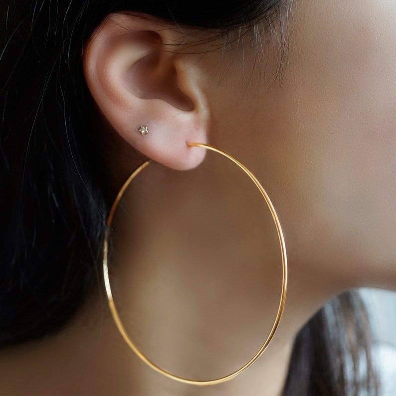 Skinny Thin Delicate Gold Hoop Earrings Small, Medium, Large - Etsy