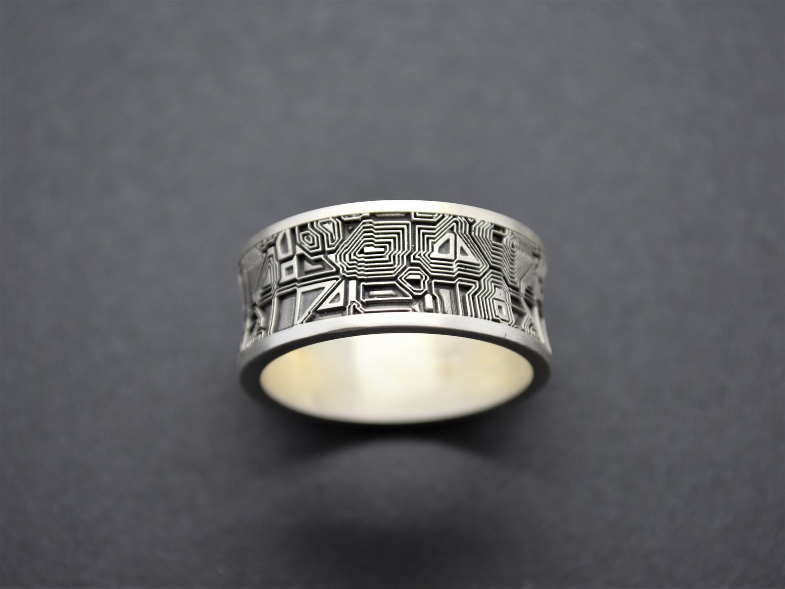 Circuit Board Ring Sterling Silver Ring Men's Wedding | Etsy