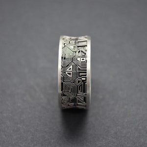 Circuit Board Ring, Sterling Silver Ring, Men's Wedding Band, Men's ...