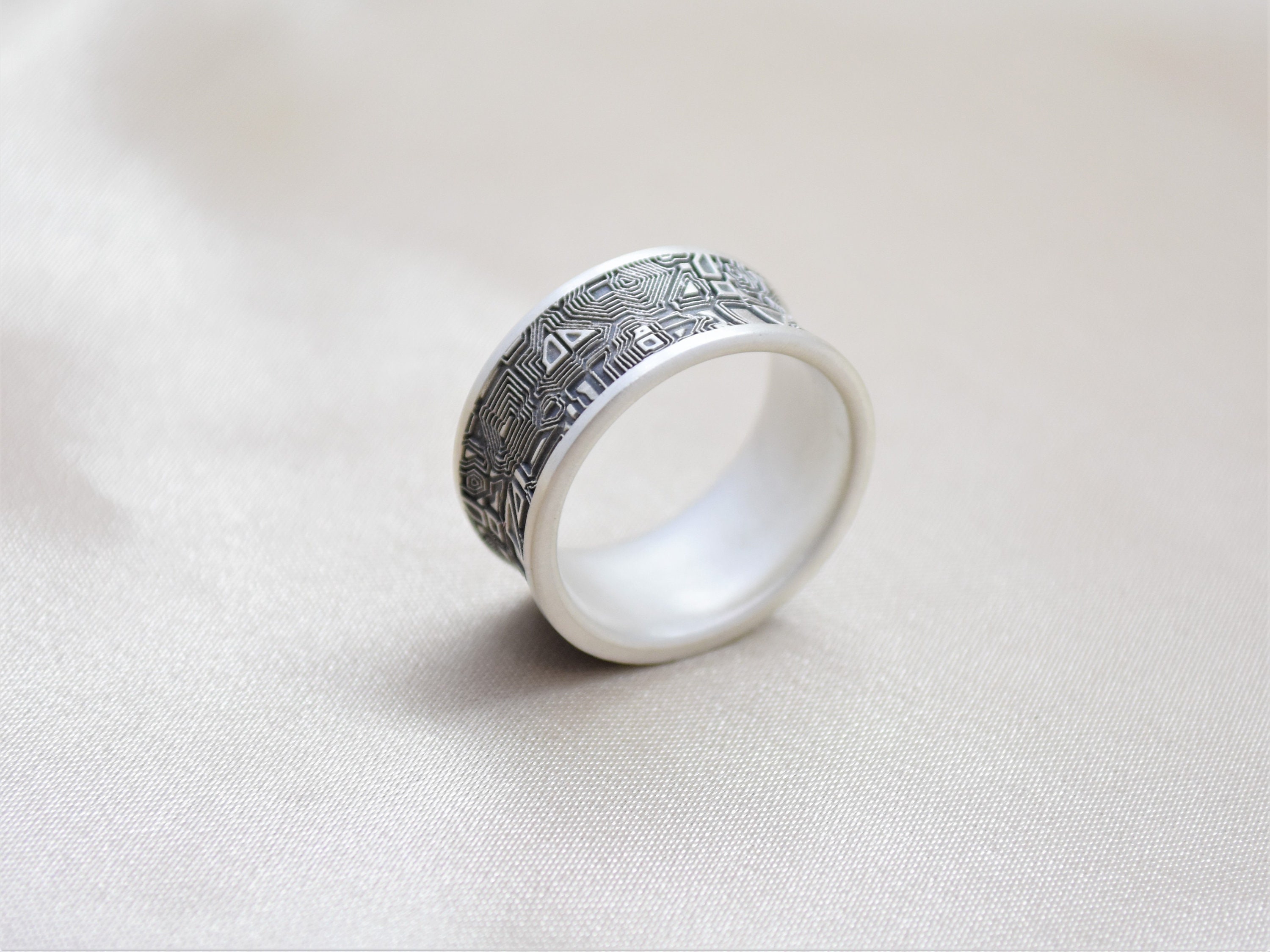 Circuit Board Ring Sterling Silver Ring Men's Wedding - Etsy Canada