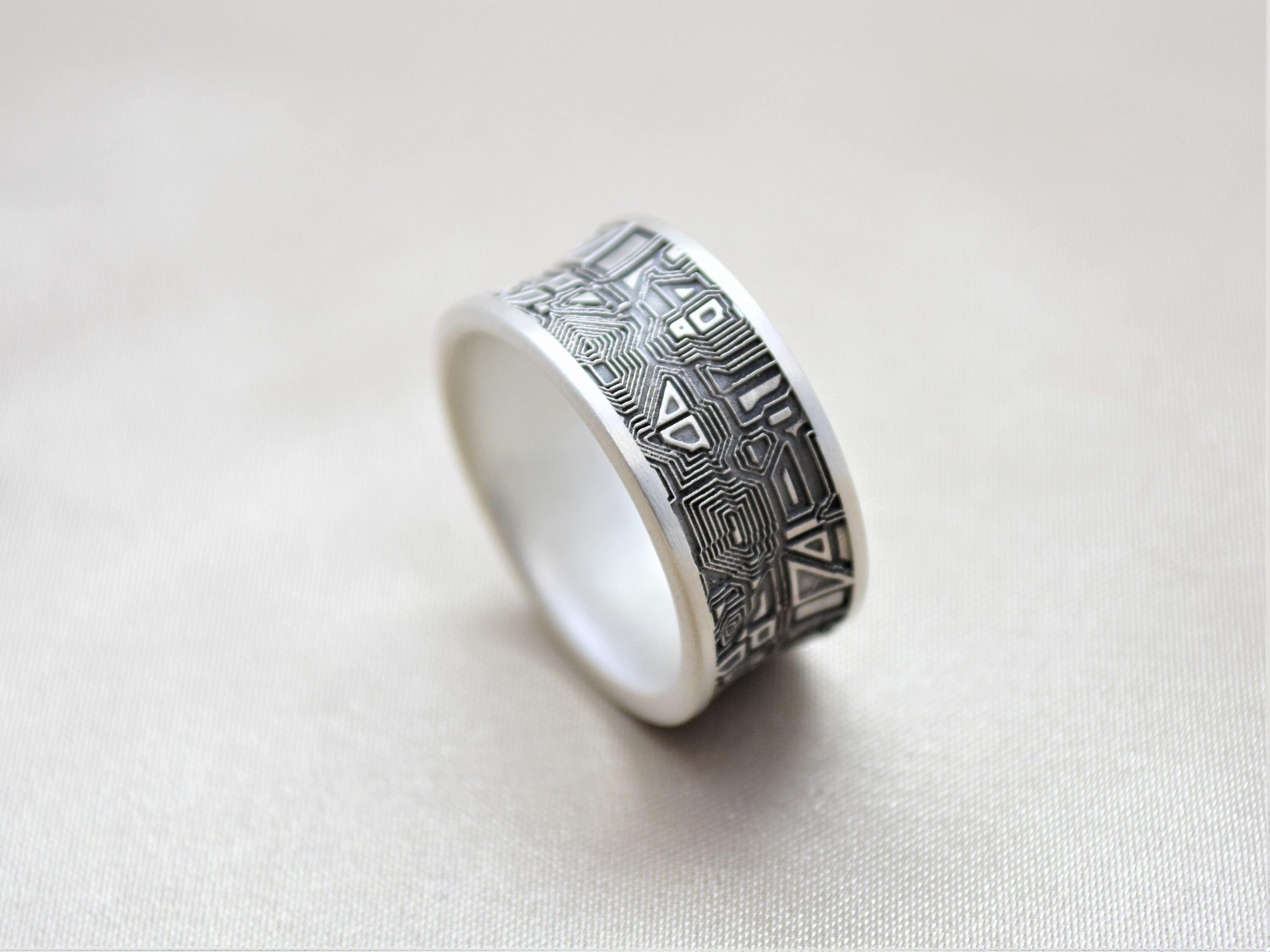Circuit Board Ring Sterling Silver Ring Men's Wedding - Etsy Canada