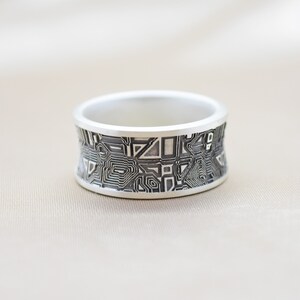 Circuit Board Ring, Sterling Silver Ring, Men's Wedding Band, Men's ...
