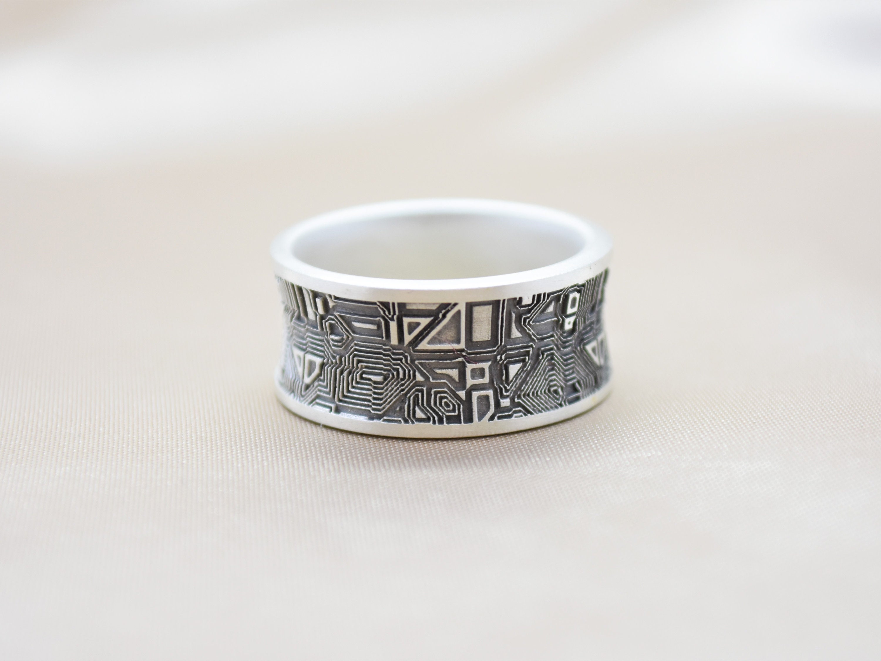 Circuit Board Ring Sterling Silver Ring Men's Wedding - Etsy Canada