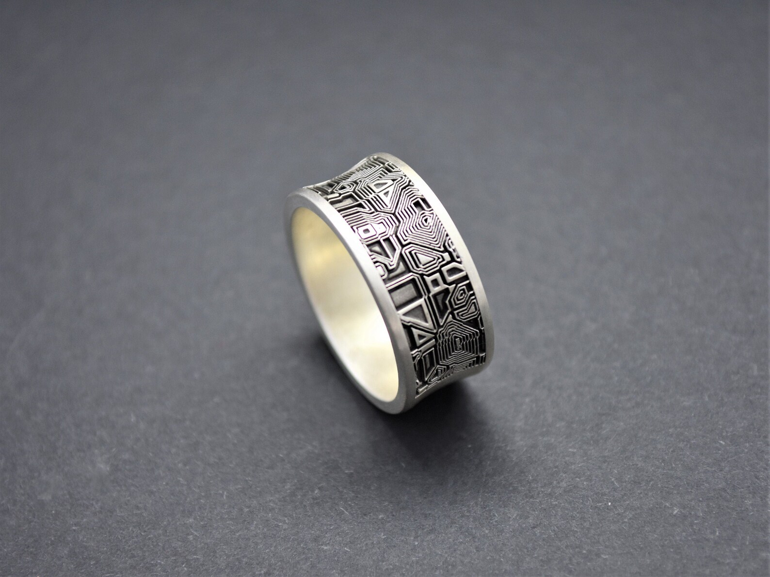 Circuit Board Ring Sterling Silver Ring Men's Wedding | Etsy